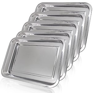 Stainless Steel Tray - EMALLA 5Pcs Stainless Steel Tray 13.7'' X 10.2'' Dental Medical Tray Piercing Instrument Tray Storage Tools Lab Instrument Supplies Stainless Steel Tray(5PCS)