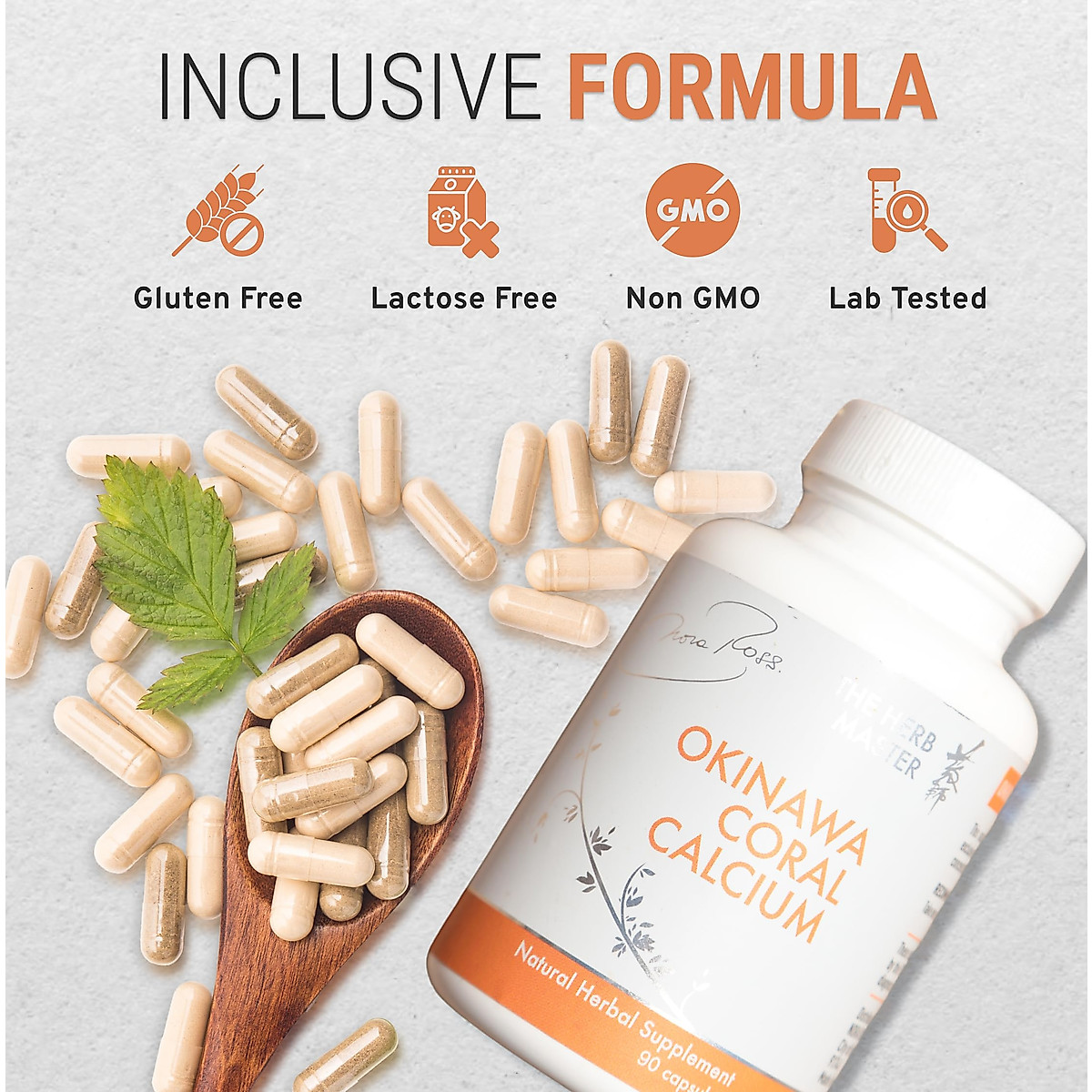 Nora Ross Okinawa Coral Calcium Supplements, Healthy Immune Support & Teeth Health with Magnesium, Potassium, Zinc, Vitamin D3, Vitamin B, Calcium Carbonate, 90 Capsules (1 Pack)