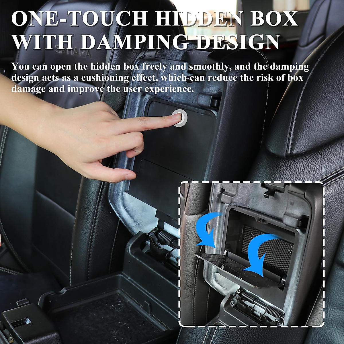 JHD-TOGO for Jeep Wrangler JL One-Touch Hidden Storage Console Box,Center Console Hidden Storage Box for 2018-2024 2025 Jeep Wrangler JL JT 4XE Accessories 2/4-Door,Center Console Box,Black