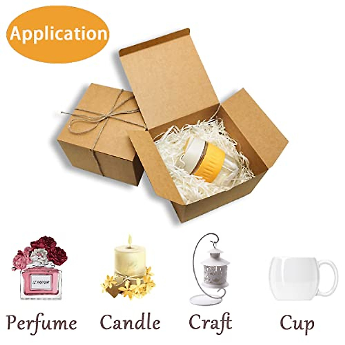 Brown Gift Box with Lids 10Pack 7x7x5 Inches, Kraft Gift Boxes for Christmas, Bridesmaid Proposal Gifts,Baby Shower, Wedding, Birthday Party, Graduation, Easy Assembly Box With 66 Feet Twine