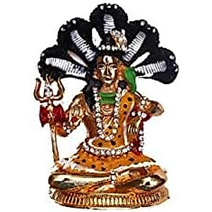 Shiva 5 Mukhi Car Dashboard Shiv Parivar Shiva Lingam Shaligram Shivling with Stand Shivling Idol Shiva Idol Diwali Dhanteras Size - 8 cm (Gold)
