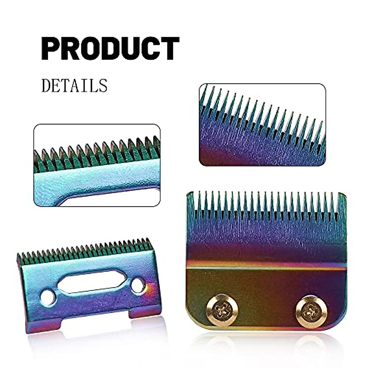 Professional Adjustable Clippers Blades, Carbon Steel Hair Clipper Replacement Blade for Wahl 8148, Wahl Senior Cordless Clipper, Wahl Magic Clipper, Pack of 2 (Taper Rainbow)