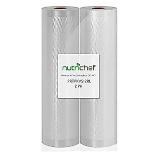 NutriChef Vacuum Sealer Bags 8x50 Rolls 2 pack for Food Saver, Seal a Meal, NutriChef, Heavy Duty & Two 8" X10' 4 mil Commercial Grade Vacuum Sealer Food Storage Rolls, Clear