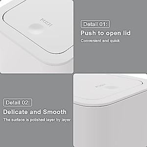 Yeebuuke 3 Pack 2.6 Gallon / 10 Liter Small Trash Can with Lid, Bathroom Garbage Can with Lid, Waste Basket for Bathroom, Kitchen, Bedroom, Laundry, Living Room, Dorm Room, Office - Cream