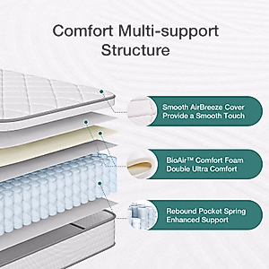 Novilla 10 inch Twin Mattress, Hybrid Mattress Twin Size with Comfortable Foam & Individually Pocket Spring, Twin Size Mattress in a Box for Back Pain Relief & Support, Certipur-Us Certified