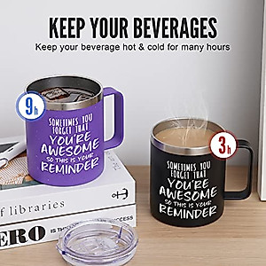 NOWWISH Inspirational Gifts for Women, Sometimes You Forget You're Awesome Coffee Mug, Thank You Gifts, Mothers Day Gifts, Funny Birthday Gifts for Coworker, Best Friend, Mom, Wife - Purple