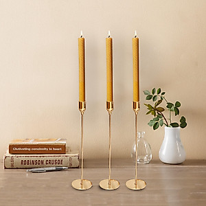 olorvela Beeswax Candles Handmade Taper Candles 6Pack 8" Hand-Rolled Candlesticks Made of 100% Pure Beeswax, Natural Scent Beeswax Tapers(Raw)
