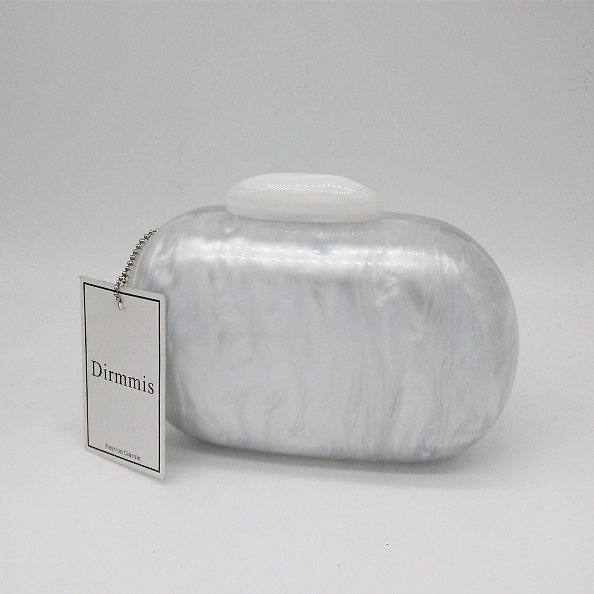 Dirmmis Fashion Women Acrylic Cute Round Marble White Pearl Party Evening Bags Luxury Prom Handbags Casual Clutch