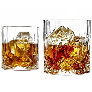 ELIDOMC 11Oz Old Fashioned Glasses With Luxury Giftbox, Unique Lead Free Cocktail Glass, Crystal Clear Whiskey Glasses for Men (Set of 4)