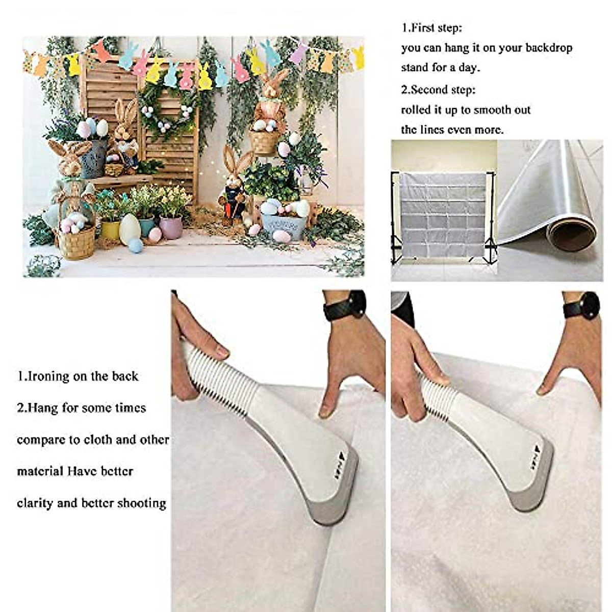 Easter Photography Backdrop Egg Bunny Garden Flower Decoration Photo Background Birthday Party Supplies Newborn Baby Portrait Booth Props 7x5FT