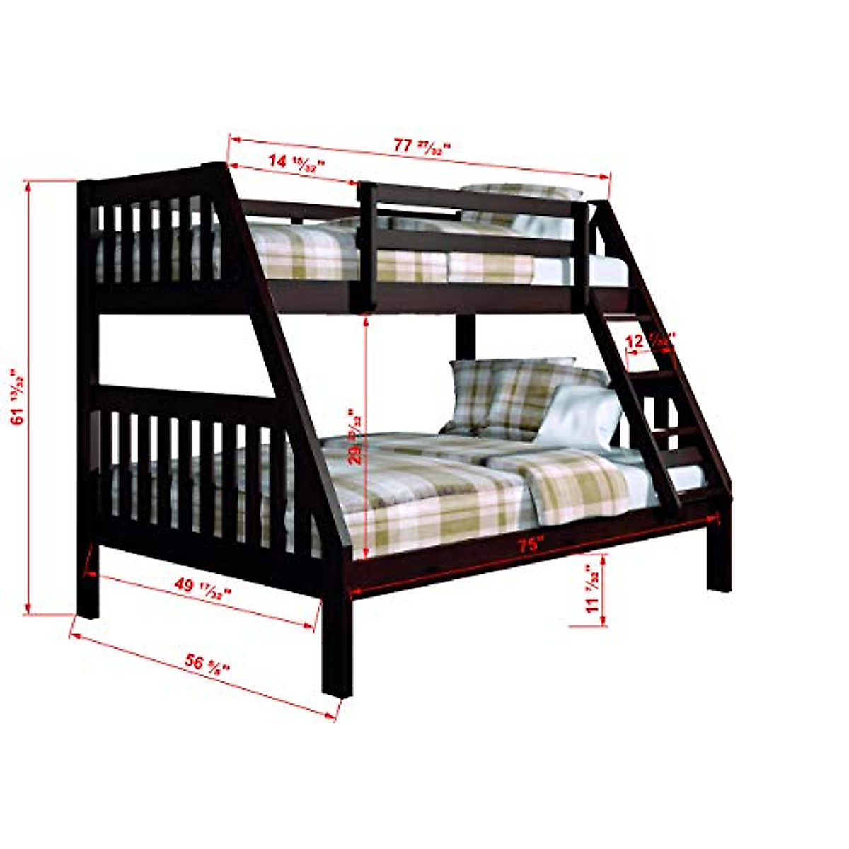 Donco Kids Austin Mission Twin Over Full Cappuccino Bunkbed