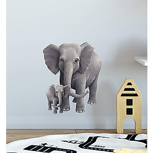 Jungle Animal Wall Decals for Kids Rooms Safari Decor Idea Lion Gorilla Koala Panda Vinyl Art Stickers Bedroom Toddlers Playroom Decoration Birthday Gift (Elephant)