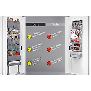 Over The Door Hanging Organizer Storage Wall Mount Premium Durable with 7 Unique Large Pockets Customizable Metal Door Hooks 17” Wide * 73” Long Closet Organizer Office Home Easy to Setup Grey