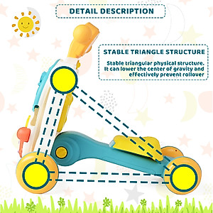 Meryi Sit-to-Stand Walker with Activity Center – Multifunctional Baby Push Walker with Interactive Learning Table– Early Learning Infant Walker for Toddlers, Kids 12-18 Months-Adjustable Wheel Speed