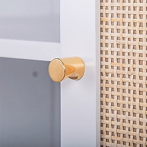 LKTART Mid-Century Natural Rattan Buffet Sideboard Storage Cabinet with 2 Doors 1 Adjustable Inner Shelf Storage Cabinet Console Table for Dining Room Bedroom Kitchen Hallway