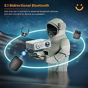 YABER Pro U10 5G WiFi Bluetooth Projector Full HD 1080P Projector Carry Bag Included Support 4K, 4D/4P Keystone&Zoom, Home Theater&Outdoor Video Projector for iOS/Android/PC/PPT/PS5