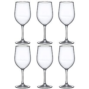 Amazing Abby - Clara - 12-Ounce Unbreakable Tritan Wine Glasses (Set of 6), Plastic Wine Glasses, Reusable, BPA-Free, Dishwasher-Safe, Perfect for Poolside, Outdoors, Camping, and More