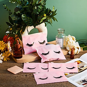100 Pieces Eyelash Aftercare Bags Eyelash Makeup Bags Empty Lash Cosmetic Pouch Travel Make Up Cases Toiletry Bag Eyelash Pattern Zippered Pouch Bags for Women(EVA,Classic Style)