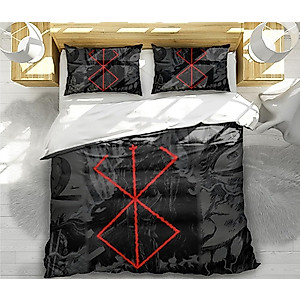 NEWAKI Berserk Guts Anime Duvet Cover Soft 3D Printed Bedding Set with Comforter Cover 3 Piece Set Includes 2 Pillowcases and 1 Duvet Cover Machine Washable (07,Queen (90"x90"))