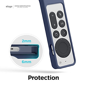 elago R1 Case Compatible with 2022 Apple TV 4K Siri Remote 3rd Gen, Compatible with 2021 Apple TV Siri Remote 2nd Gen- Magnet Technology, Lanyard Included, Full Access to All Functions [Jean Indigo]