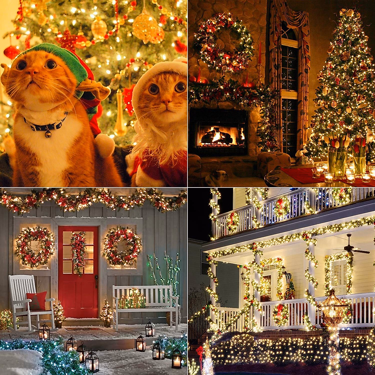 BrizLabs Battery Christmas Lights, 17.94ft 50 LED Warm White Christmas Lights, Green Wire Christmas String Light Indoor/Outdoor, 8 Modes Decorative Holiday Light for Xmas Tree, Wreath, Wedding, 2 Sets