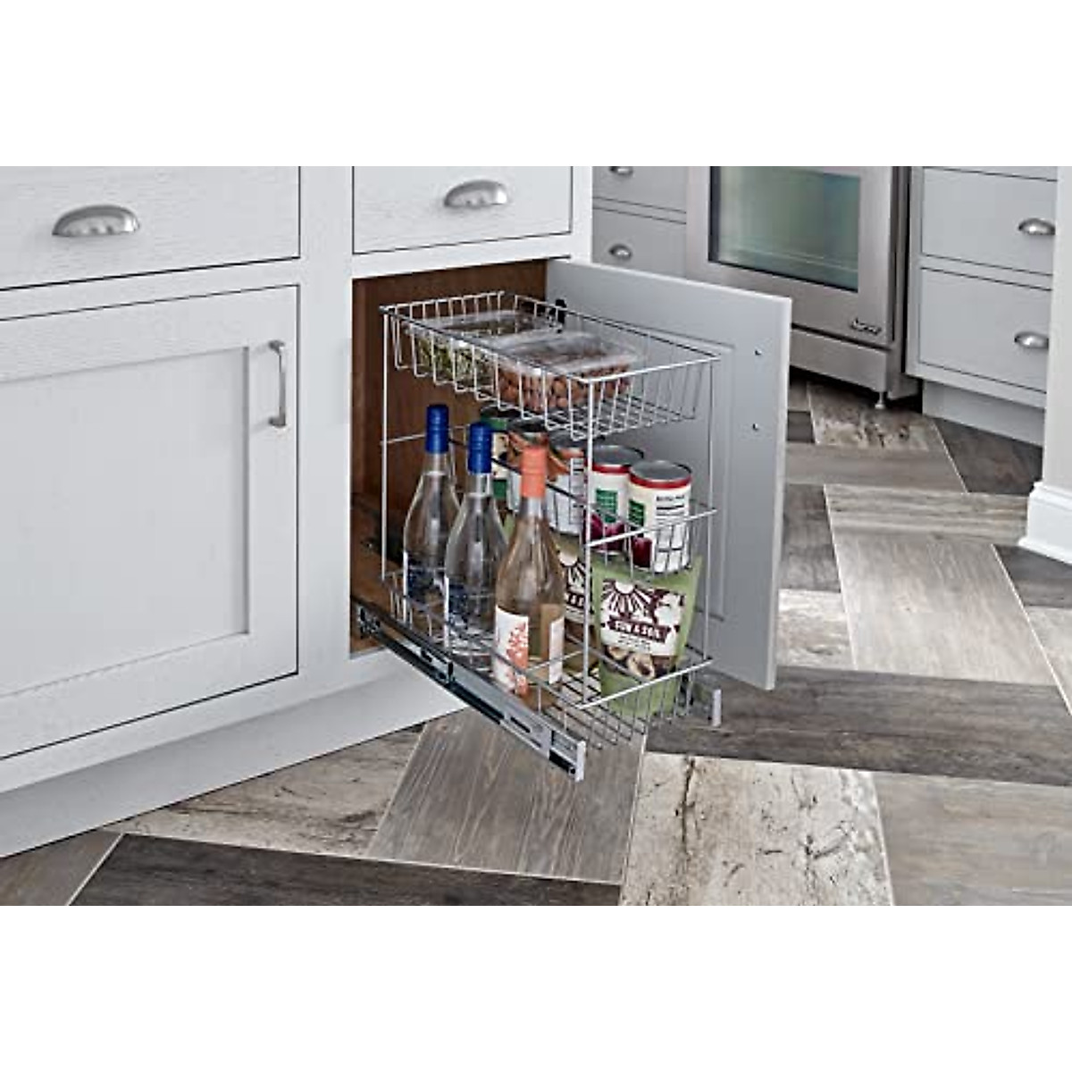 ClosetMaid 32105 Premium Wide 3-Tier Compact Kitchen Cabinet Pull-Out Basket, 8.75-Inch
