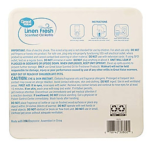 Great Value PlugIns Scented Oil Air Freshener Refill - Linen Fresh Scent - 5 Count Oil Refills Per Package (0.67 Ounce Each Refill)