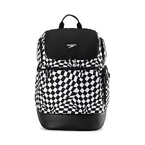 Speedo Large Teamster Backpack 35-Liter, Black Wrap Checkers 2.0, One Size