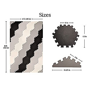Hexagon Floor Mat Activity Mat Floor Foam Tile for Crawling, Tummy Time, and Playing 4x6 Feet Ultra Thickness Playmat for Infants and Toddlers for Nursery Room 2 Patterns in 1 (Pink White Gray)