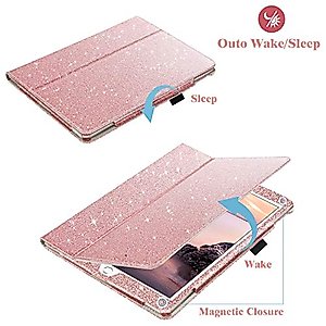 Fingic for iPad 10.2 Case 2021/2020/2019 - iPad 9th/8th/7th Generation Case Luxury Sparkly Folio Folding Stand Cover Auto Wake/Sleep Smart Case for New iPad 10.2” 2021/2020/2019 (9th/8th/7th Gen)
