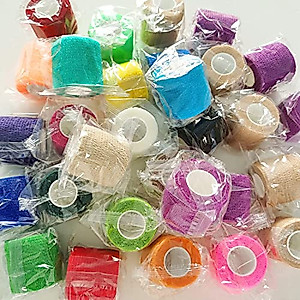 BQTQ 30 Rolls Self Adhesive Bandage Wrap 2 inch Self Adherent Wrap Tape Breathable Athletic Tape Stretch Sports Wrap Self Adhesive Wrap for Wrist Ankle Swelling Sprains(Rainbow Color)