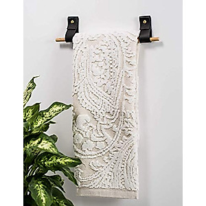 KEYAIIRA - Small Black Leather Wall Hook, wall hanging strap towel hook for wall leather loop strap for scarf storage boat paddle holder minimal towel bar rack storage