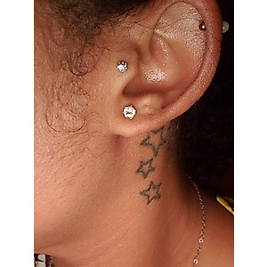 QWALIT 16G Clear Lip Rings Studs Plastic Cartilage Tragus Earrings Retainer for Work Cubic Zirconia Bioflex Medusa Labret Piercing Jewelry 6mm 8mm 10mm 12mm