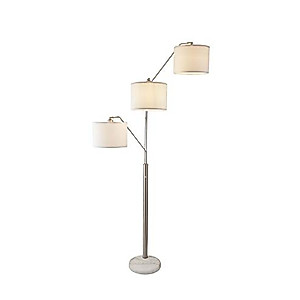 SH Lighting 83.5" Arc Tree Floor Lamp - Featrue 3 Hanging White Drum Fabric Shade with Adjustable Swing Arm and Marable Base - Great for Living Rooms, Bedrooms, or Arching Over Couches - 6949SN