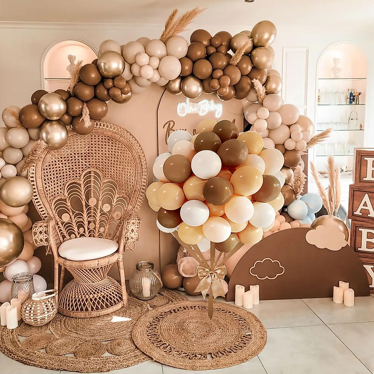 80 PCS Party Balloons Kit Latex 10 inch Brown Khaki Cream Balloons for Birthday Wedding Party Valentine's Day Decorations Baby Shower Bear Party Supplies (Style 5)