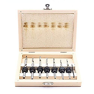 22PC Countersink Drill Bit Set W/Adjustable Depth Stop Collars Counterbore Drill Woodworkers Hole Cutter Screw Drill