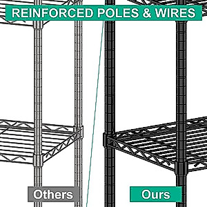Folews 5-Tier Wire Shelving Unit with Wheels, Heavy Duty Storage Shelves Metal Shelf Storage Rack Organizer Wire Shelf Rack for Kitchen Garage