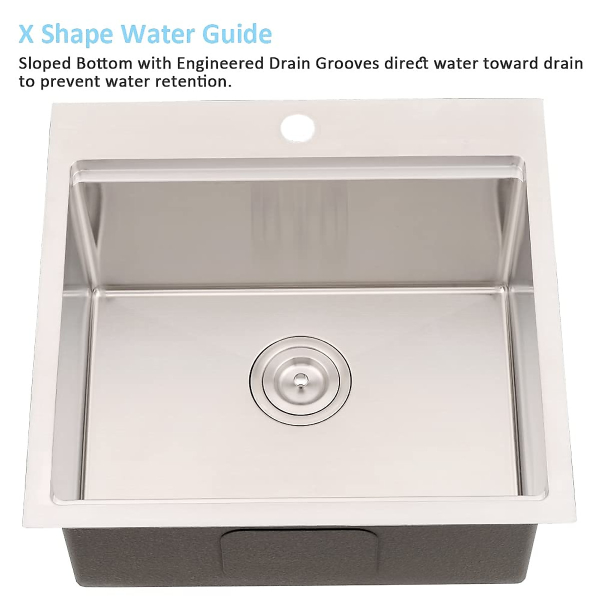 21 Inch Drop in Bar Sink Workstation-Bokaiya 21x20 Small Topmount Bar Sink Stainless Steel Drop In Sink 16 Gauge Outdoor RV Single Bowl Kitchen Bar Sink