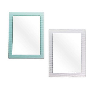 2 Pack Magnetic Locker Mirror for School Locker, Refrigerator, Office Cabinet, 6.3" x 4.8", Locker Accessories Rectangular Mirror for Girls and Boys (Soft Mint and White)