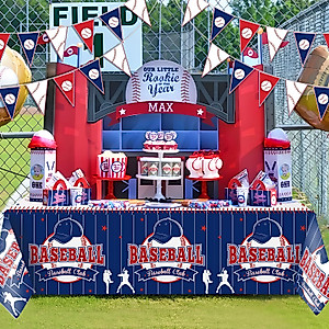 4 Pcs Baseball Party Decorations kit with 3pcs Baseball Theme Tablecloth and 1pc Baseball Banner, Baseball Party Supplies for Kid and Baseball Fans Sports Theme, Birthday Decor