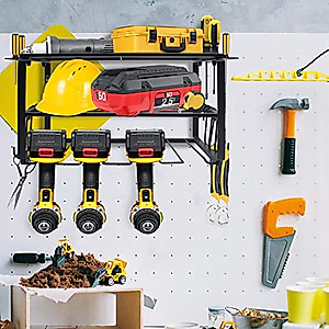 Pehciroe Power Tool Organizer Garage Storage Shelves Heavy Duty Garage Tool Organizer Wall Mount Metal Tool Shelf Utility Storage Rack for Man Worker