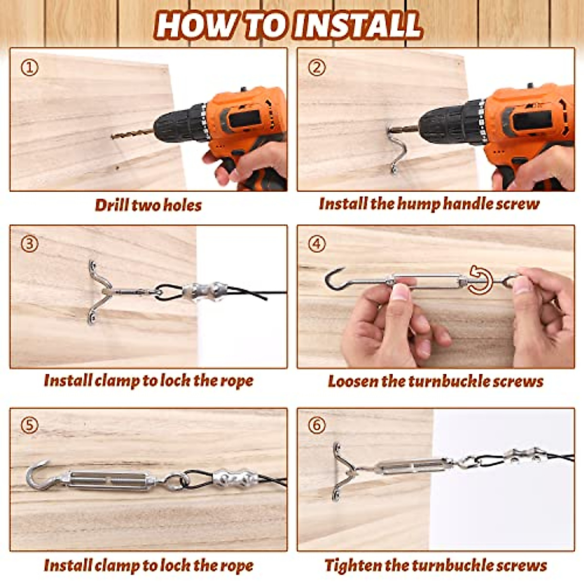 GUATTINE String Light Hanging Kit, 300 Ft Nylon Coated Stainless Steel Cable and Enough Accessories, Guide Wire for Outdoor String Lights, Patio Lights, Camping Lights