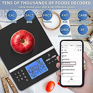 Food Scale with Nutritional Calculator Up to 999 Food & Digital Calorie Food Scale Weight Grams and Oz Smart Calorie Counter Scale for Kitchen, Diet & Weight Loss