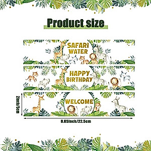45 Safari Birthday Water Bottle Labels, Wild One Baby Decorations, Jungle Animal Themed Two Three Birthday Waterproof Drinking Bottle Cup Sticker Wraps(8.85 * 2'')