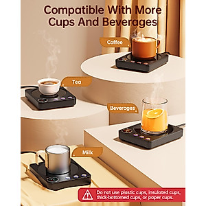 SWEETFULL Mug Warmer - 30W High Power, 3 Temp Settings, LED Display & 1-9H Timer, Coffee Cup Warmer for Desk, Candle Warmer, Coffee Accessories Gift for Women Men (Black)