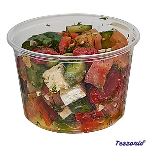 Tezzorio (200 Pack) 16 oz Deli Containers with Lids Combo, BPA-Free Translucent Plastic Deli Food Storage Containers with Lids, To Go/Take Out Food Containers