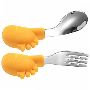 HEMOTON 1 Set Spoon and Fork Flatware Set Portable Utensils Spoons Training Spoon Essential Forks Spoons Fork Deer