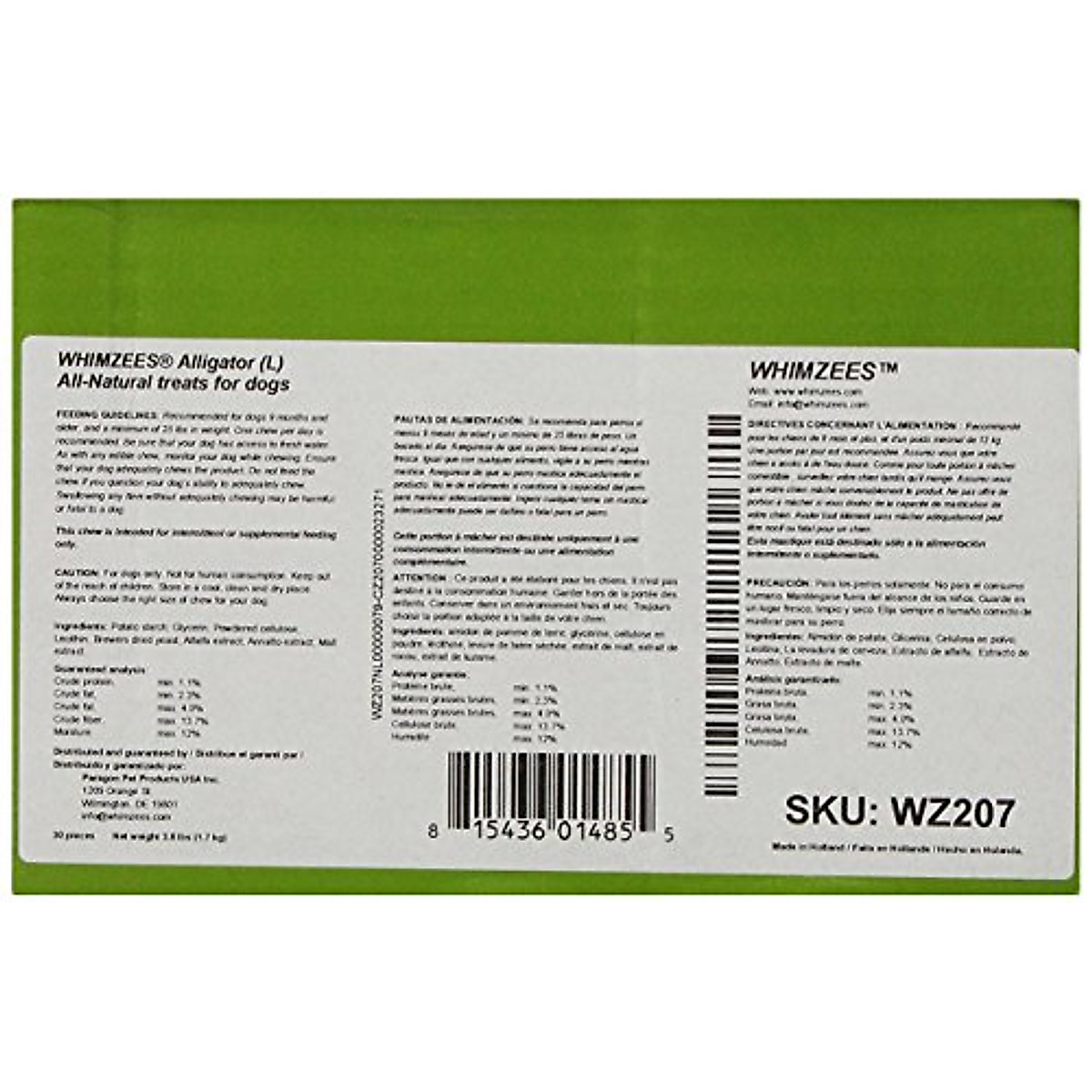 Paragon Whimzees Alligator Dental Chews for Large Dogs, 30 CT