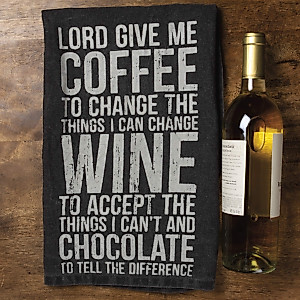 Primitives by Kathy 37208 Classic Black and White Dish Towel, 28", Coffee, Wine, Chocolate