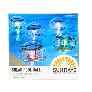 SunRays Solar Swimming Pool Lighting Ball, 4.3 inches Diameter –Floating or Hanging Light for Pool Garden Outdoor Landscape– Green